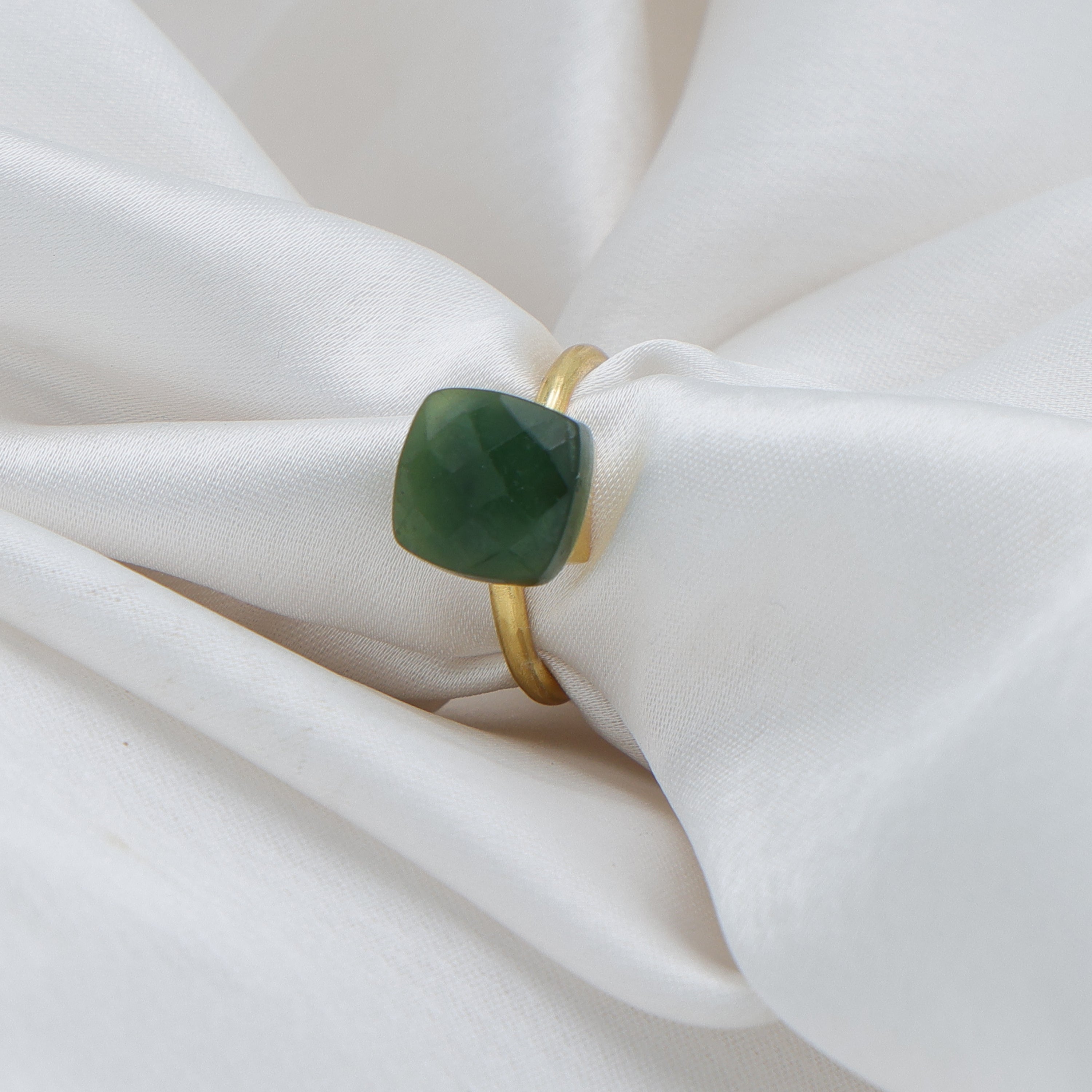 Dua Serpentine Ring – Earthy Green Gemstone Ring, Trendy Boho Jewelry